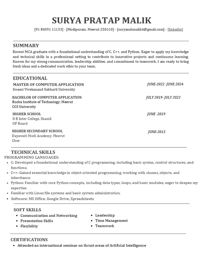 Surya Pratap Resume | PDF