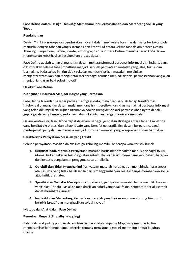 UTS Fase Define dalam Design Thinking | PDF