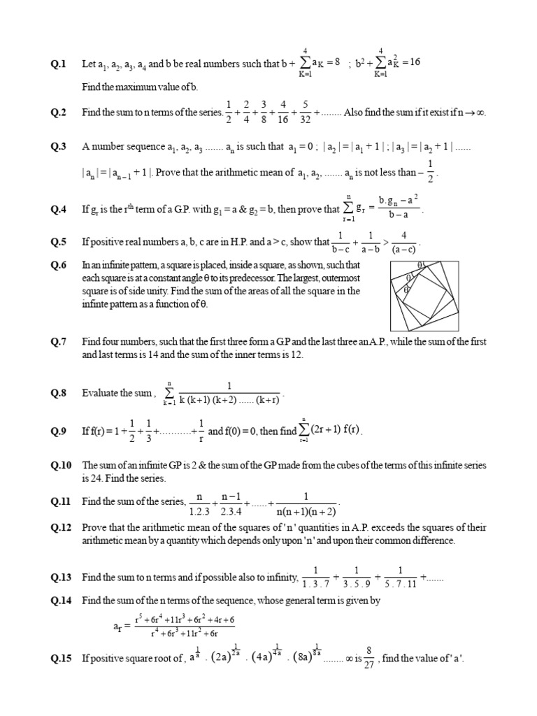 Sequence and Series Worksheet | PDF | Trigonometric Functions | Mathematics