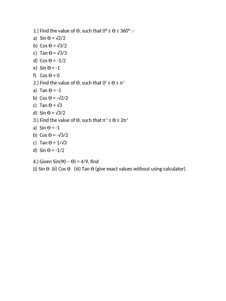 Basic Trig. Eqn | PDF