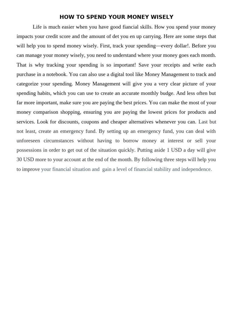 Spend Money Wisely: Key Strategies | PDF