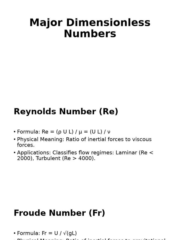 Major Dimensionless Numbers | PDF