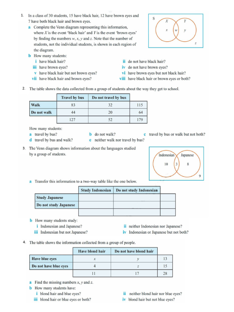 Two Way Tables | PDF