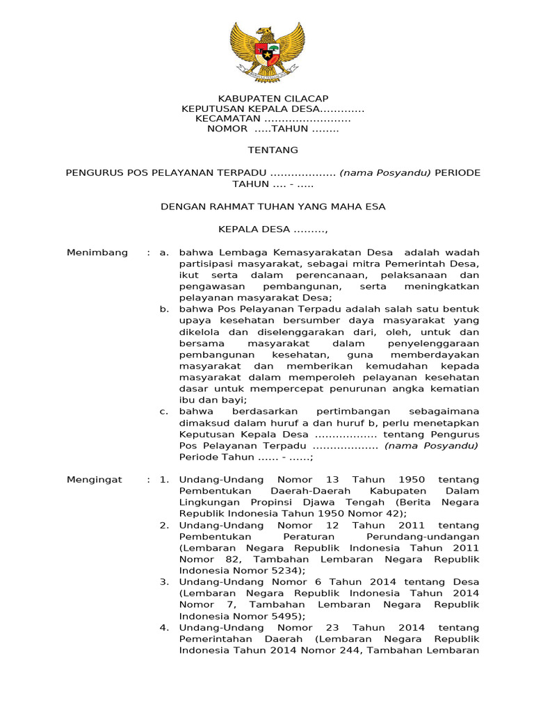 Contoh SK Posyandu | PDF