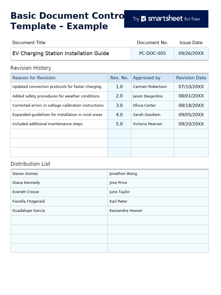 IC Basic Document Control Template Example 12215 WORD | PDF
