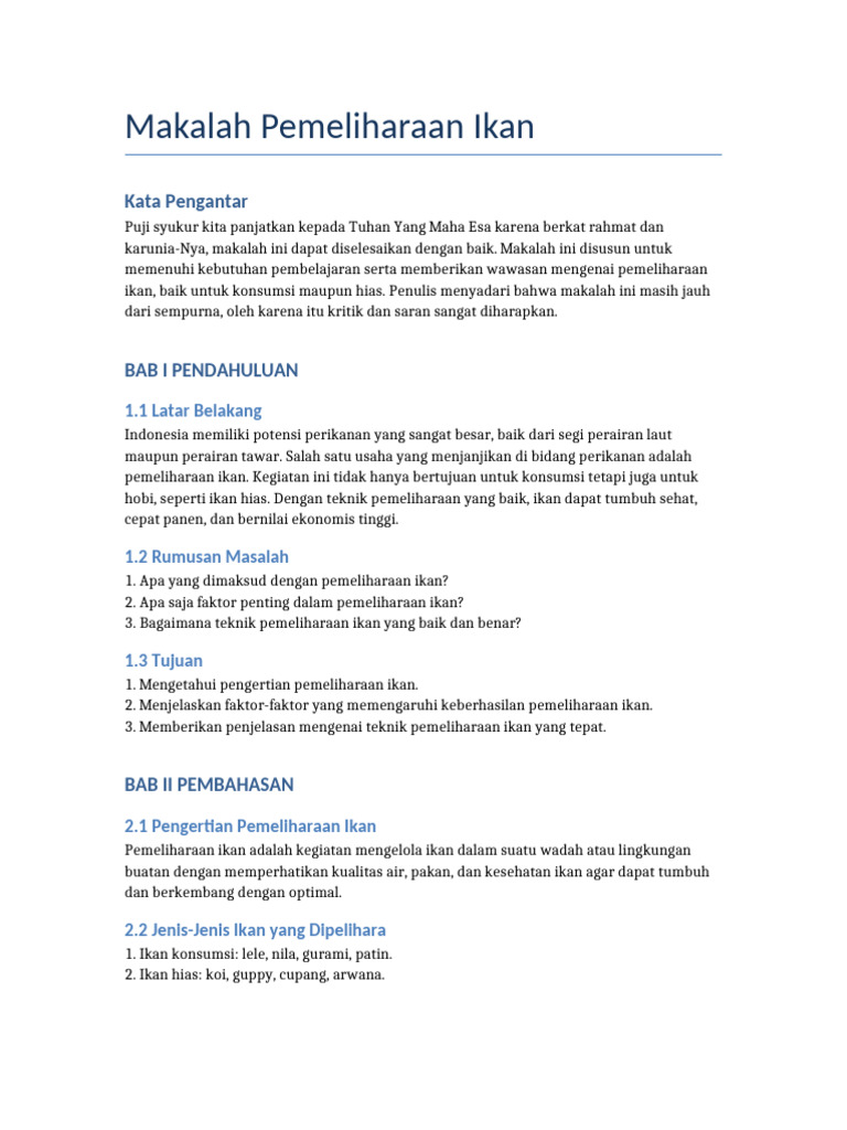 Teknik Pemeliharaan Ikan yang Efektif | PDF