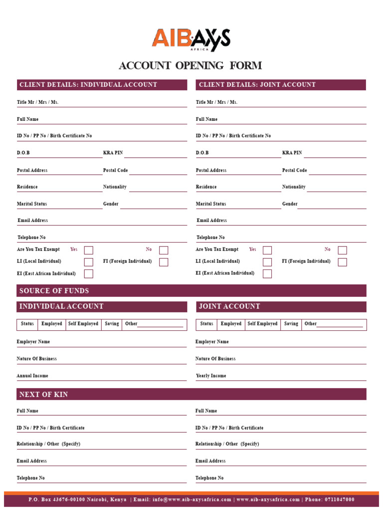 AIB-AXYS Account Opening Form | PDF | Government Finances | Taxes