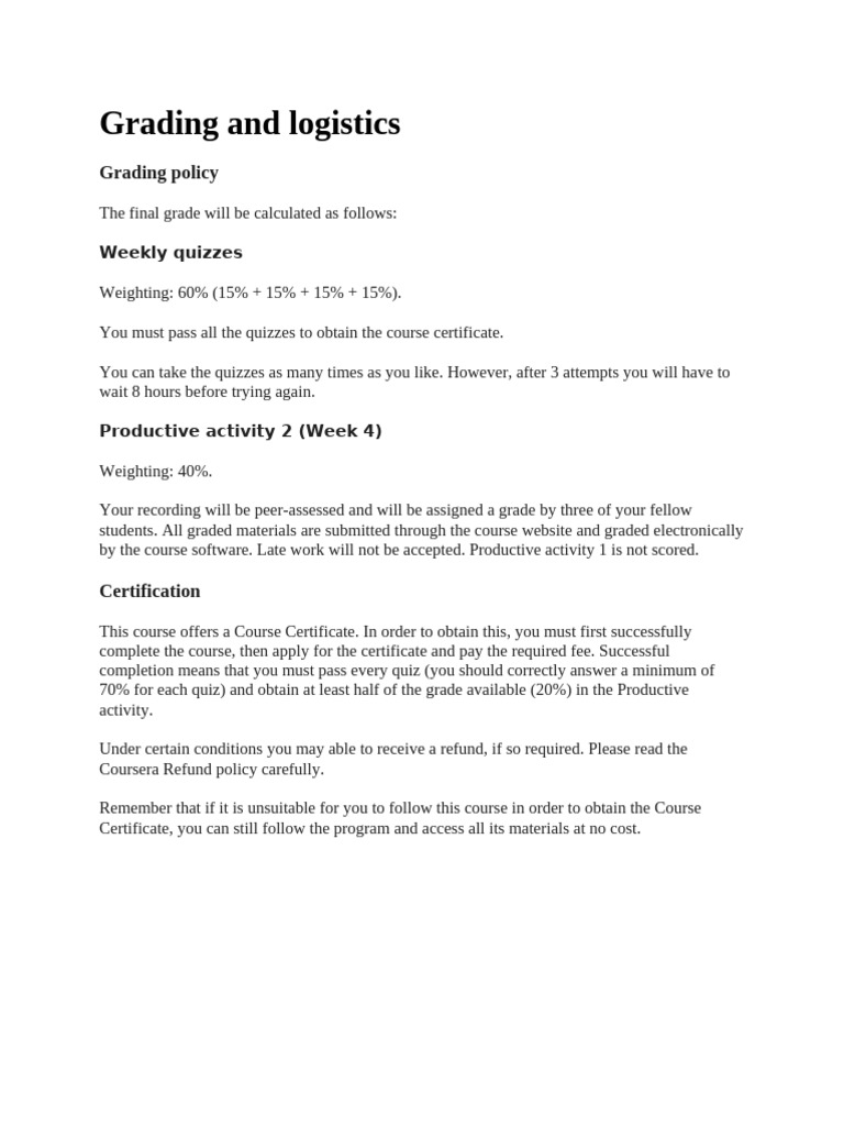 Course Grading and Certification Guide | PDF
