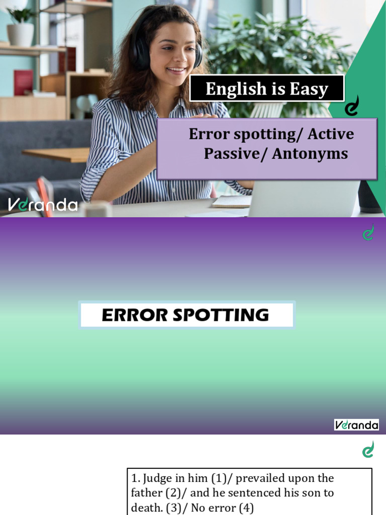 English Language Error Spotting & Antonyms | PDF