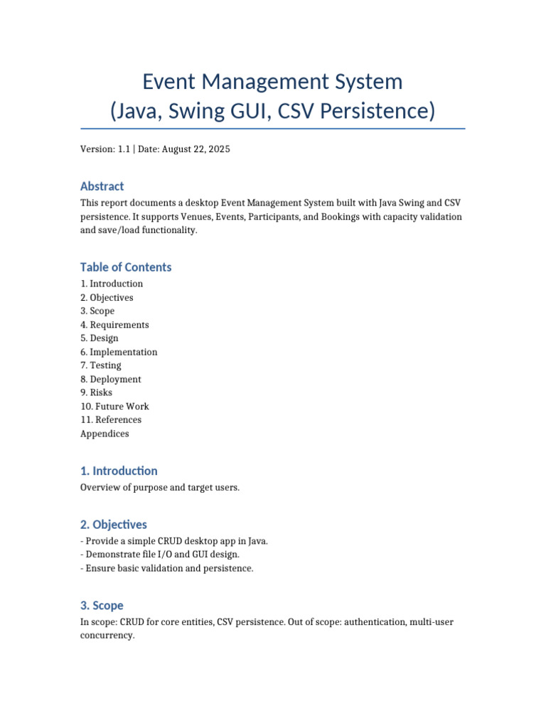 Event Management System Report v2 | PDF