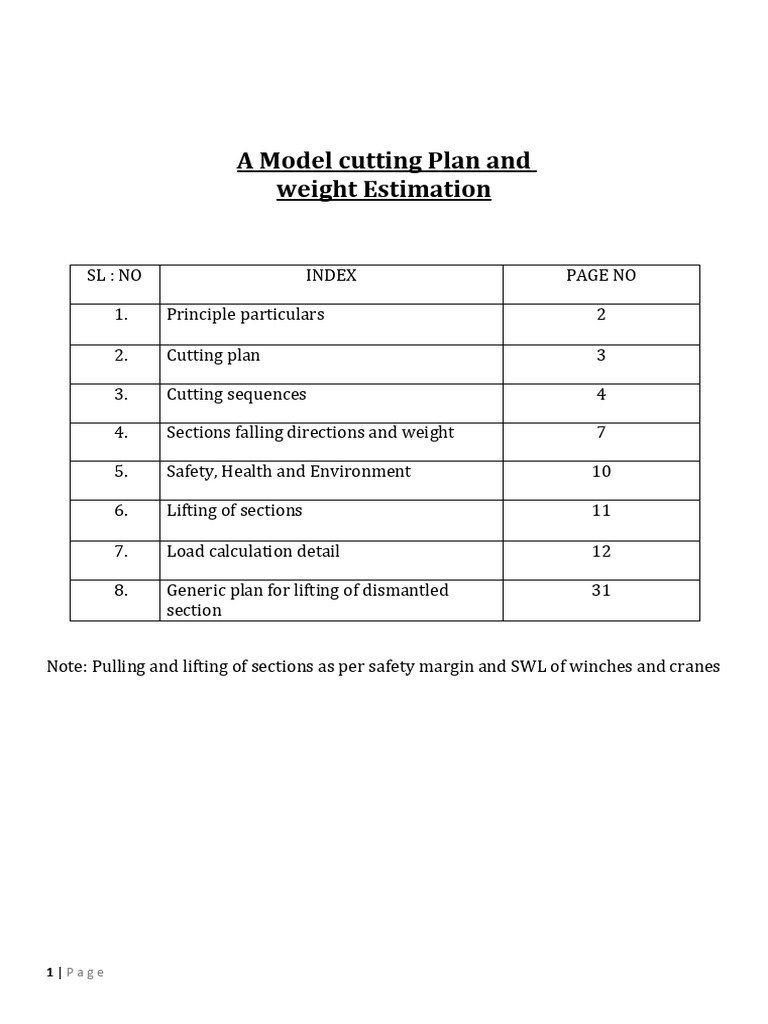 Model Cutting and Weight Estimation | PDF | Crane (Machine) | Shipping