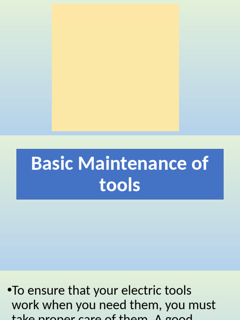 Essential Electrical Tool Maintenance | PDF | Personal Protective ...
