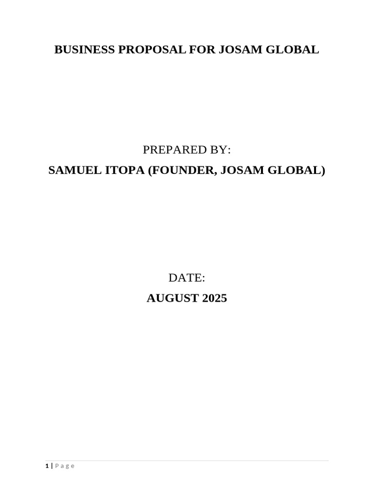 Josam Global Business Proposal 2025 | PDF | Information And ...