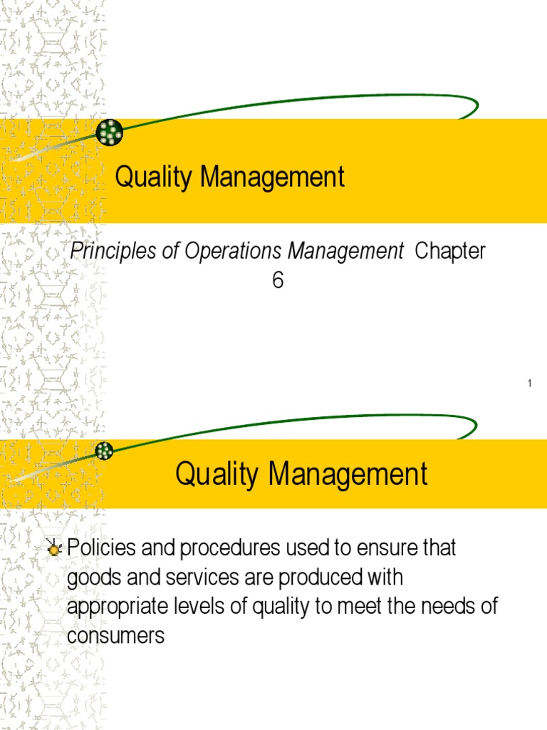 Quality Management: Principles of Operations Management Chapter | PDF ...