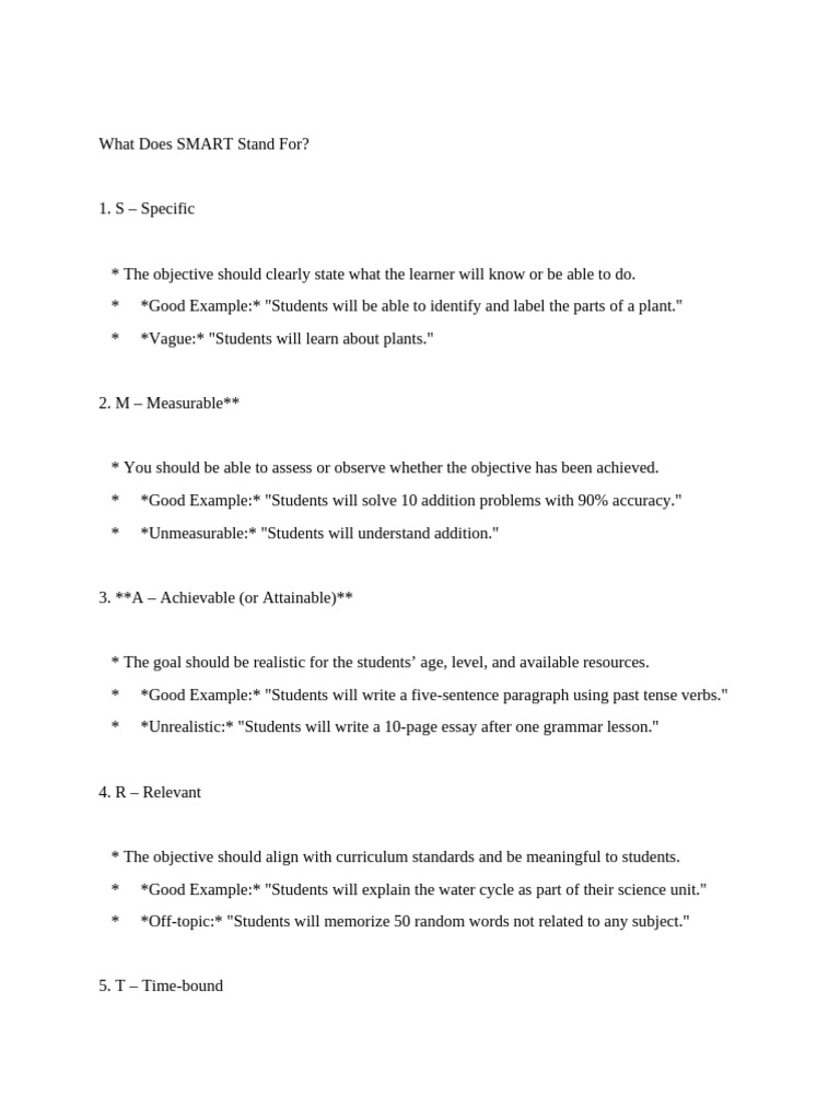 Understanding SMART in Lesson Planning | PDF | Curriculum | Cognitive ...