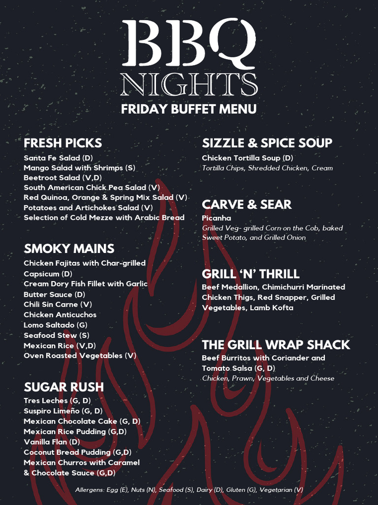 Friday & Saturday BBQ Menus | PDF | Mexican Cuisine | Salad