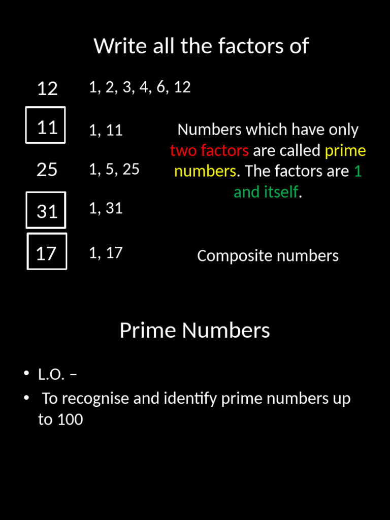 Identifying Prime Numbers Up to 100 | PDF