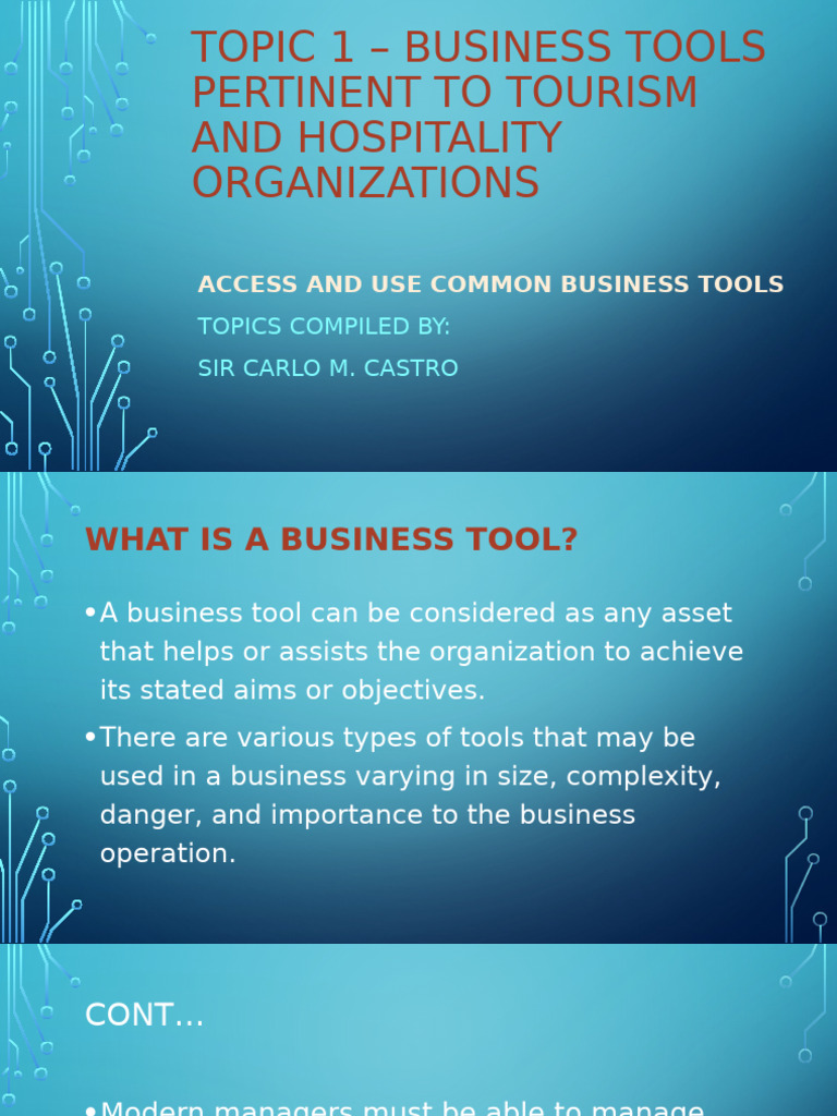 Business Tools in Tourism Management | PDF | Radio Frequency ...
