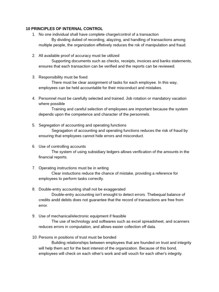 Principles of Internal Control | PDF