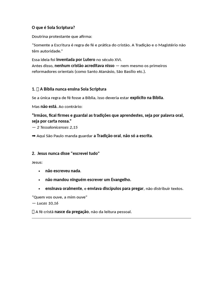 Refutação da Sola Scriptura | PDF | Sola scriptura | Bíblia