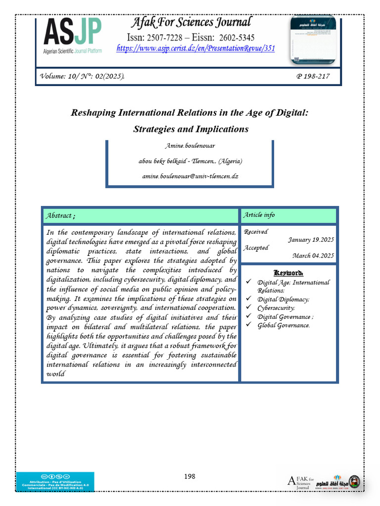 Reshaping International Relations in The Age of Digital Strategies and ...