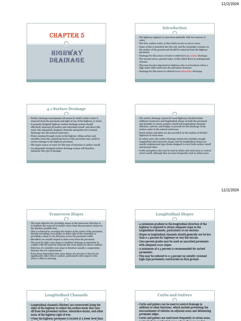 Chapter 5 - Highway Drainage | PDF | Drainage Basin | Storm Drain