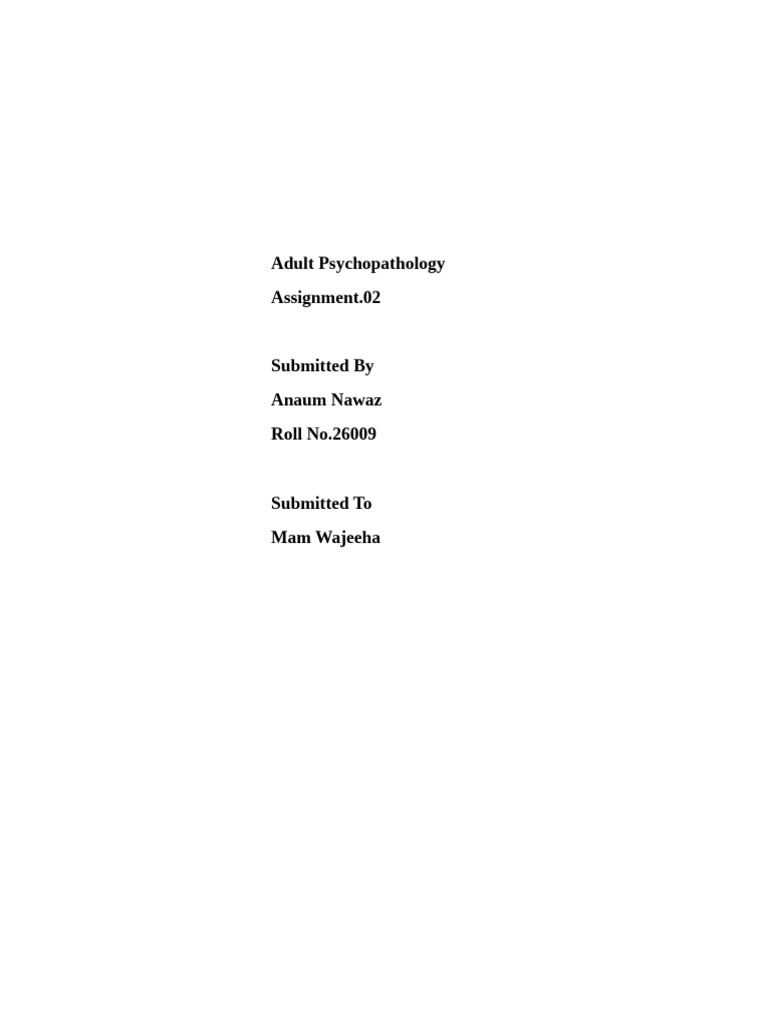 Adult Psychopathology | PDF