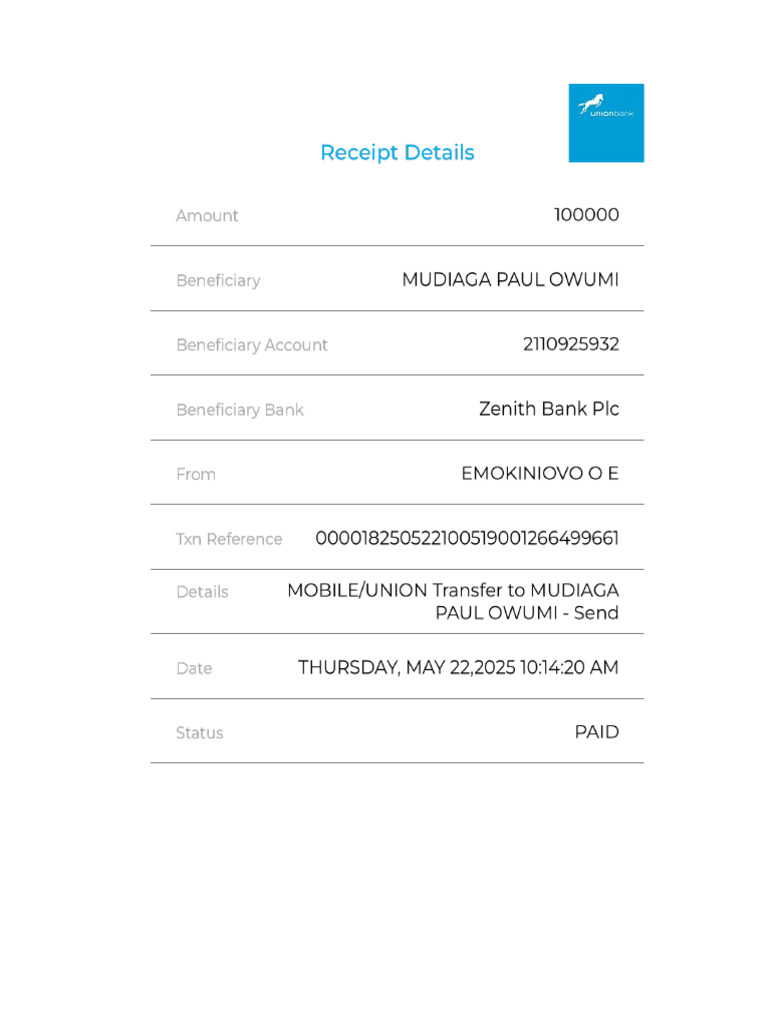 UnionMobile Receipt | PDF