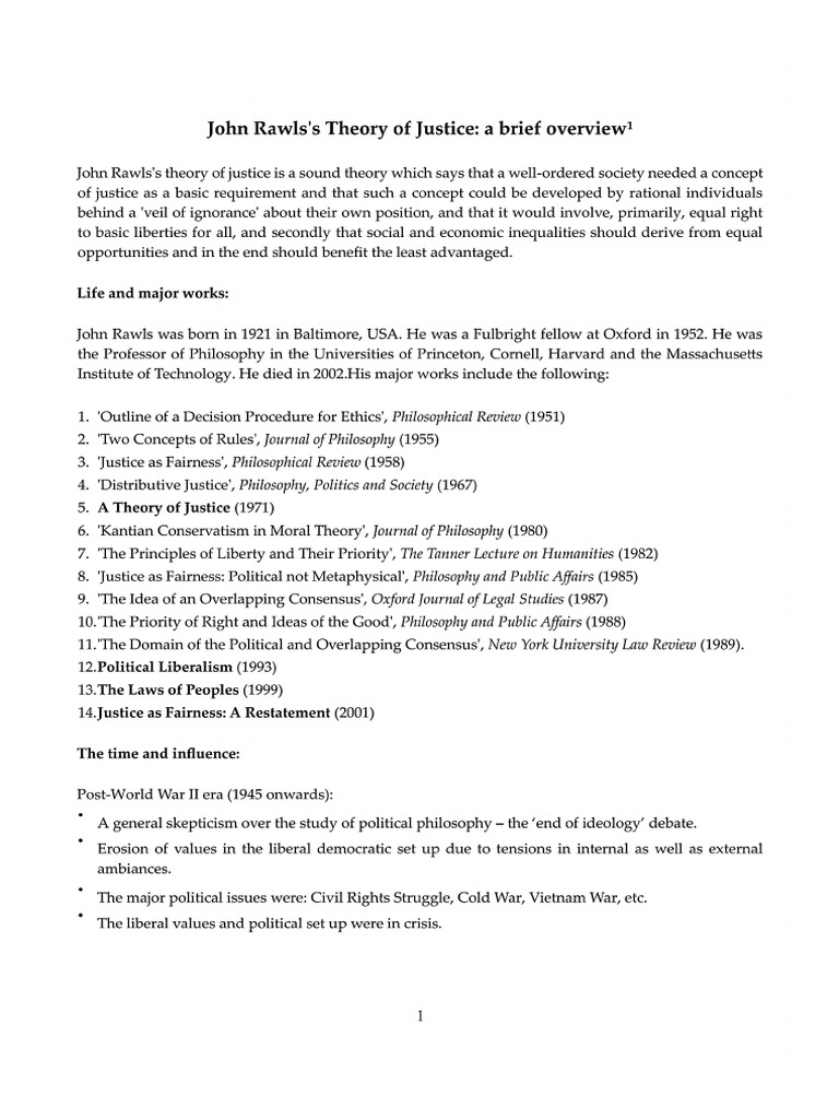 John Rawls Theory of Justice | PDF