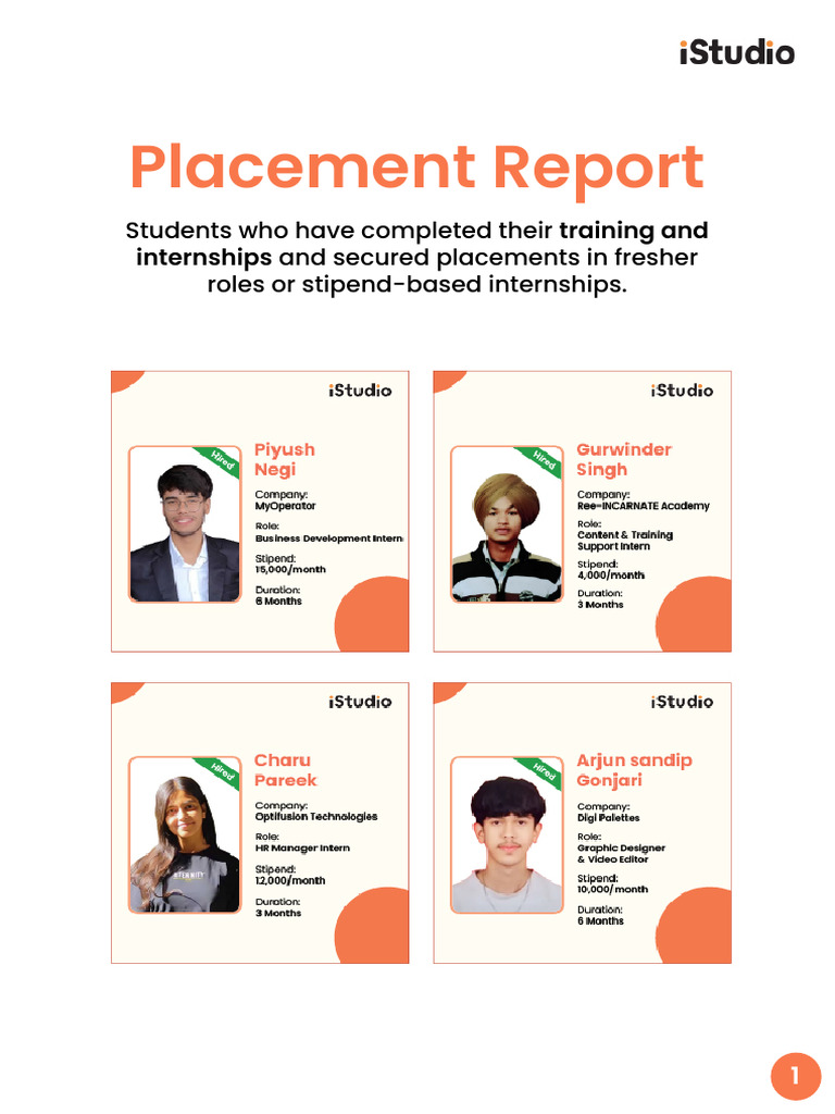 Student Placement Report for Internships | PDF
