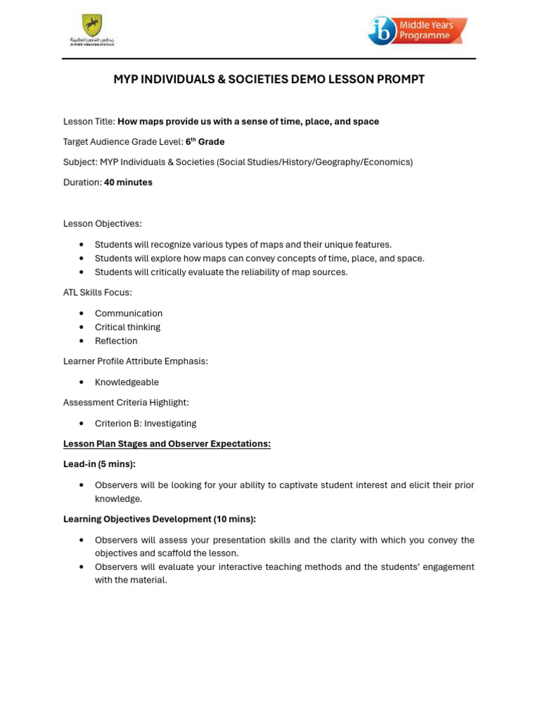 Engaging 6th Grade Map Lesson Plan | PDF | Teaching | Intelligence