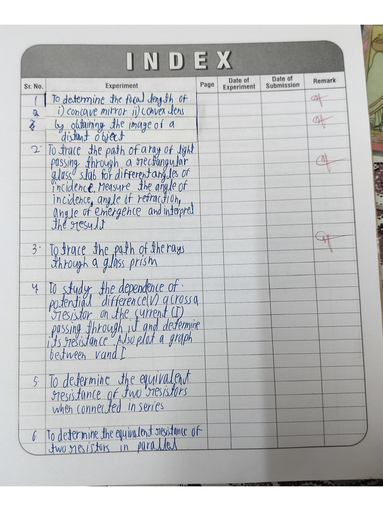 Physics Practical File Class X | PDF