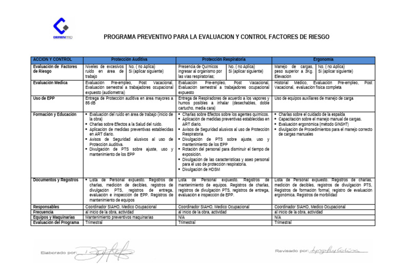 Programa Preventivos Riesgos | PDF | ruido