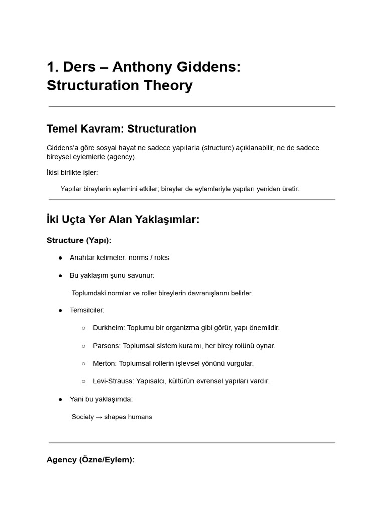 Anthony Giddens - Structuration Theory | PDF