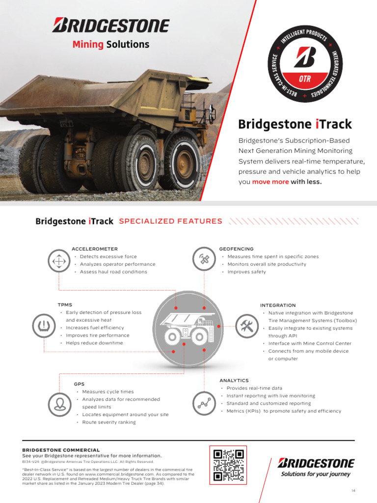 Bridgestone Mining Solutions Onepager Itrack 2024 | PDF | Tire | Accelerometer