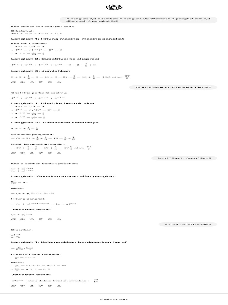 Perhitungan Pangkat 4 | PDF
