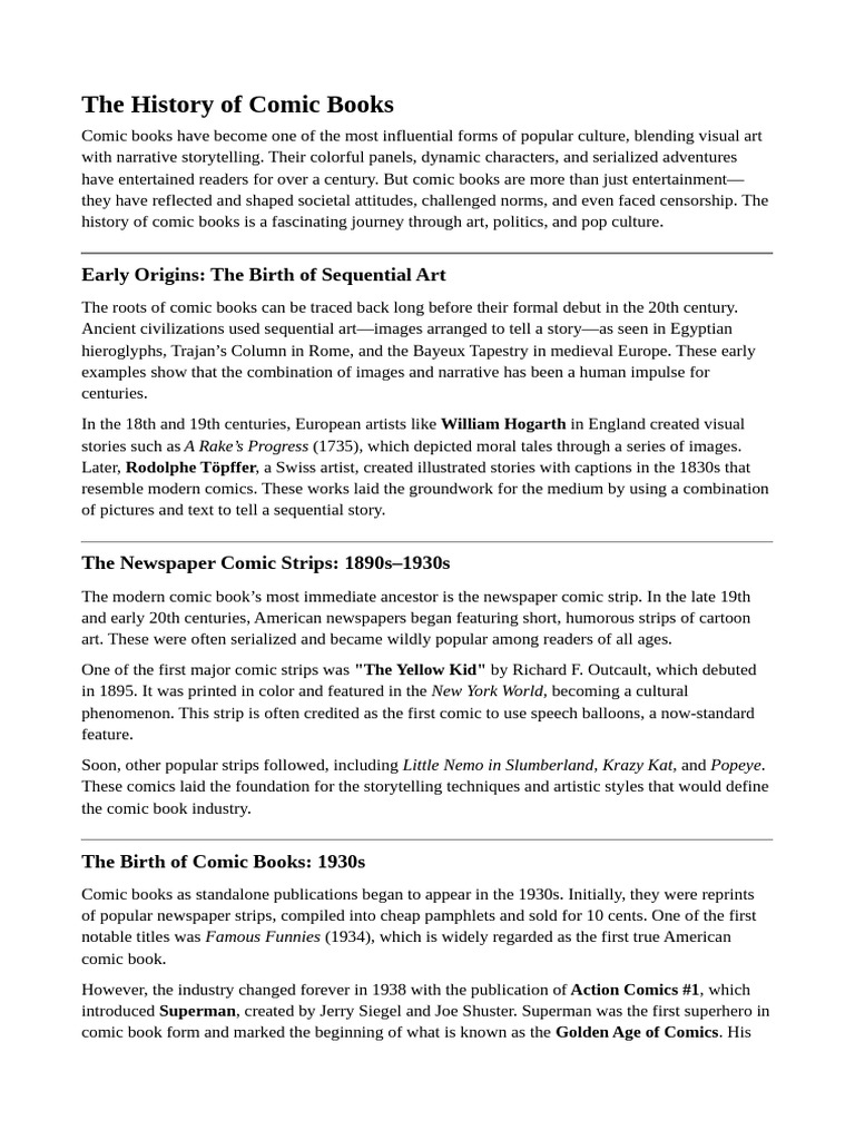 Evolution of Comic Books Through History | PDF | Comics | Comic Book