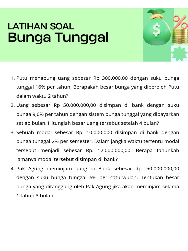 Latihan Soal Bunga Tunggal | PDF