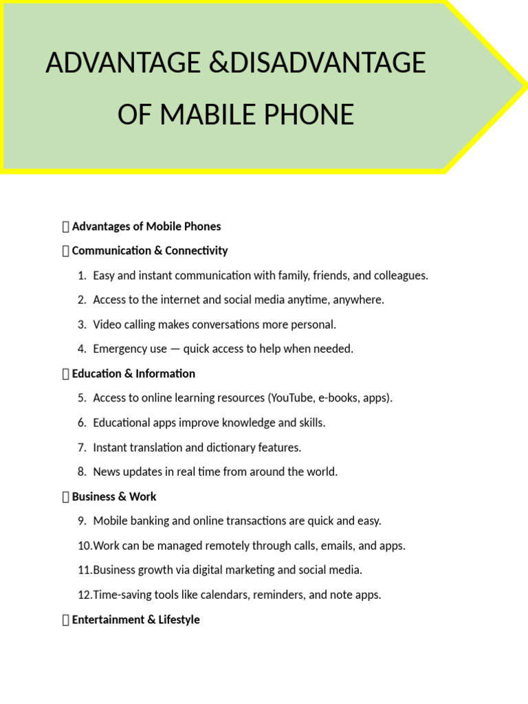 Advantages of Mobile Phones Explained | PDF