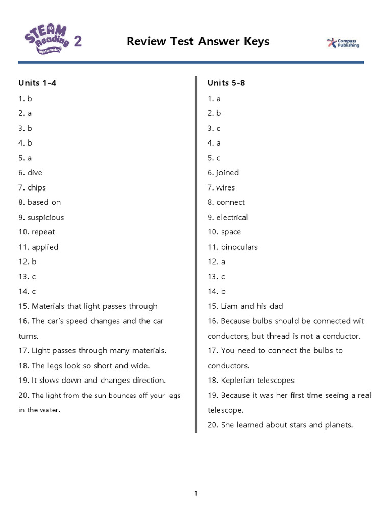 Review Test Answer Keys Summary | PDF