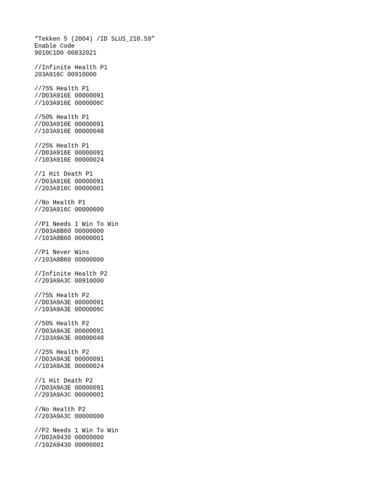 Tekken 5 Cheat Codes and Hacks | PDF | Video Game Franchises ...