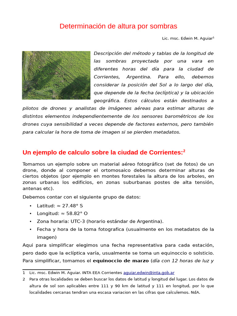 Altura de Objetos por Sombras en Corrientes | PDF | Hora | Longitud