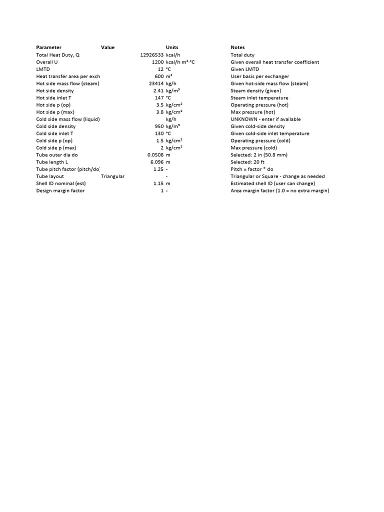 TEMA Heat Exchanger Sizing 2inch | PDF