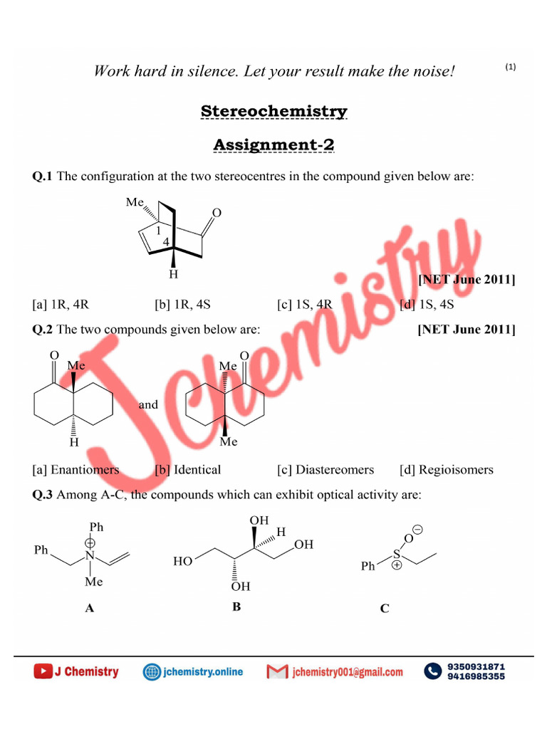 Stereochemistry Assignment 2 | PDF