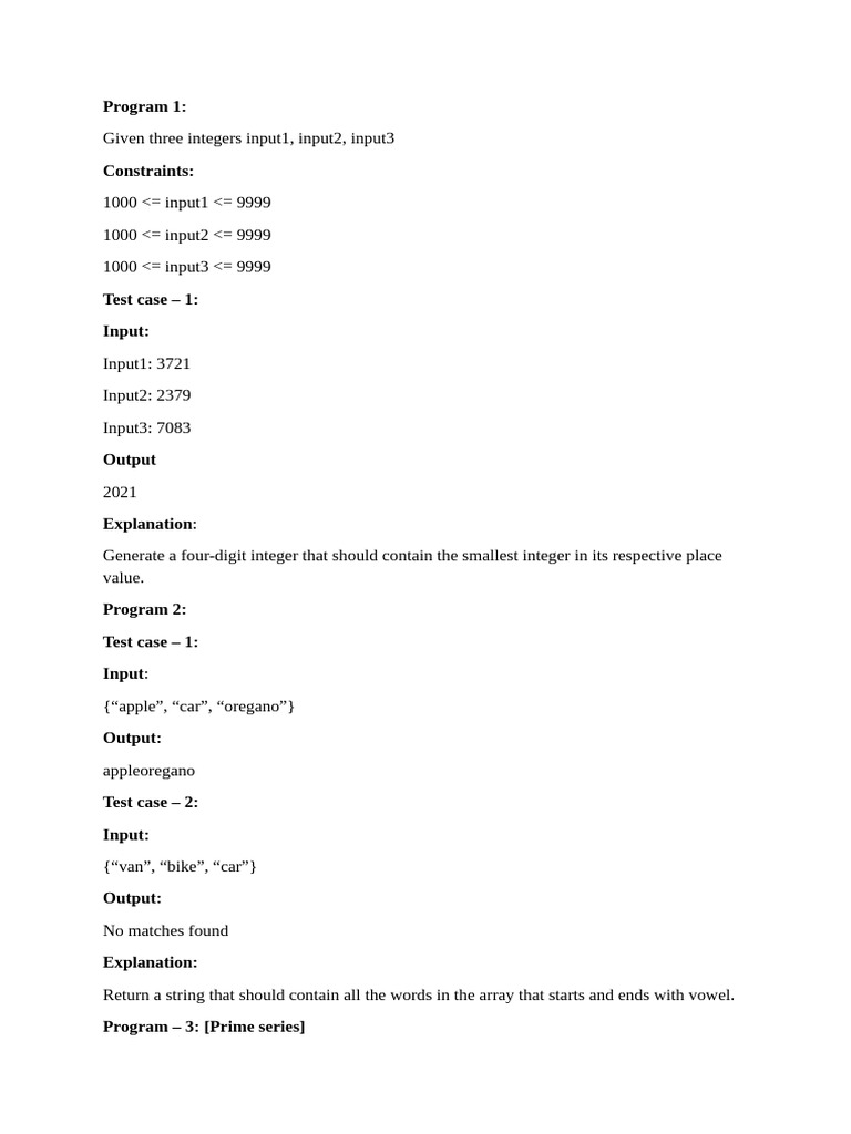 Wipro Assessment Milestone 1 Questions | PDF | Numbers | String ...