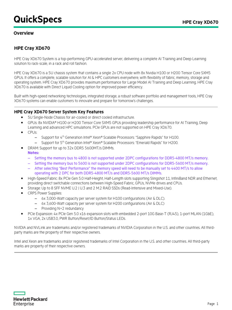 HPE Cray XD670-A50004292enw | PDF | Graphics Processing Unit | Booting