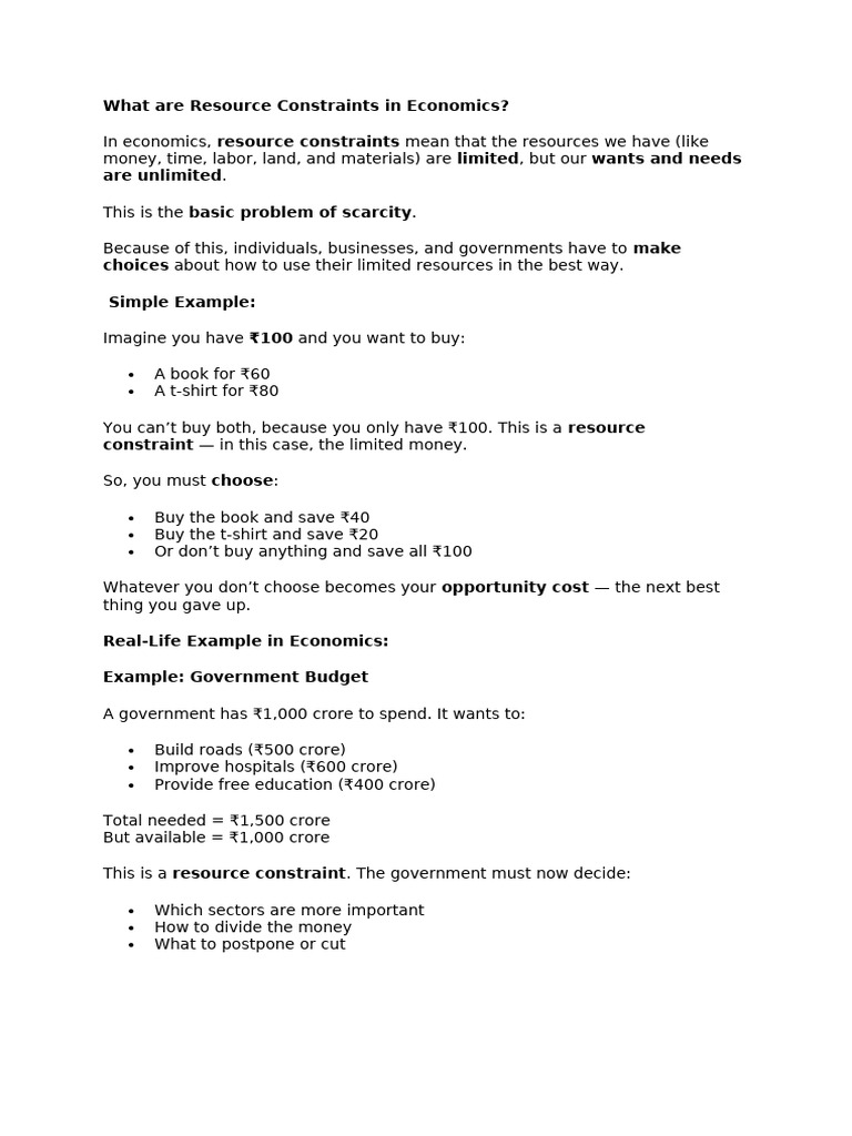 Understanding Resource Constraints in Economics | PDF | Economics ...