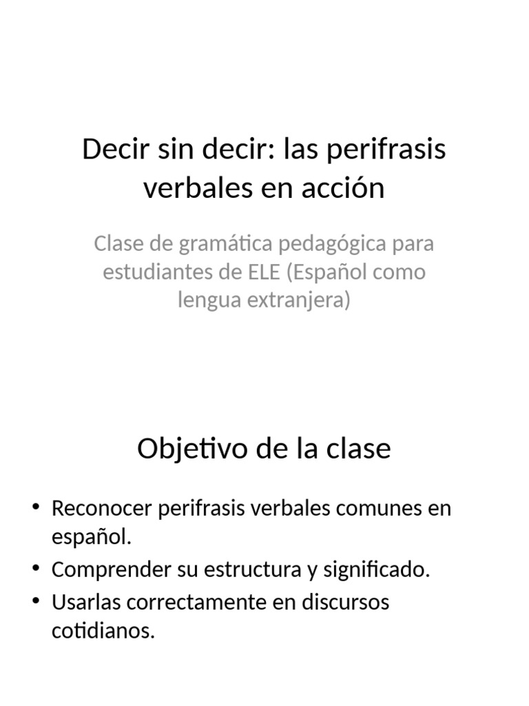 Clase Perifrasis Verbales | PDF