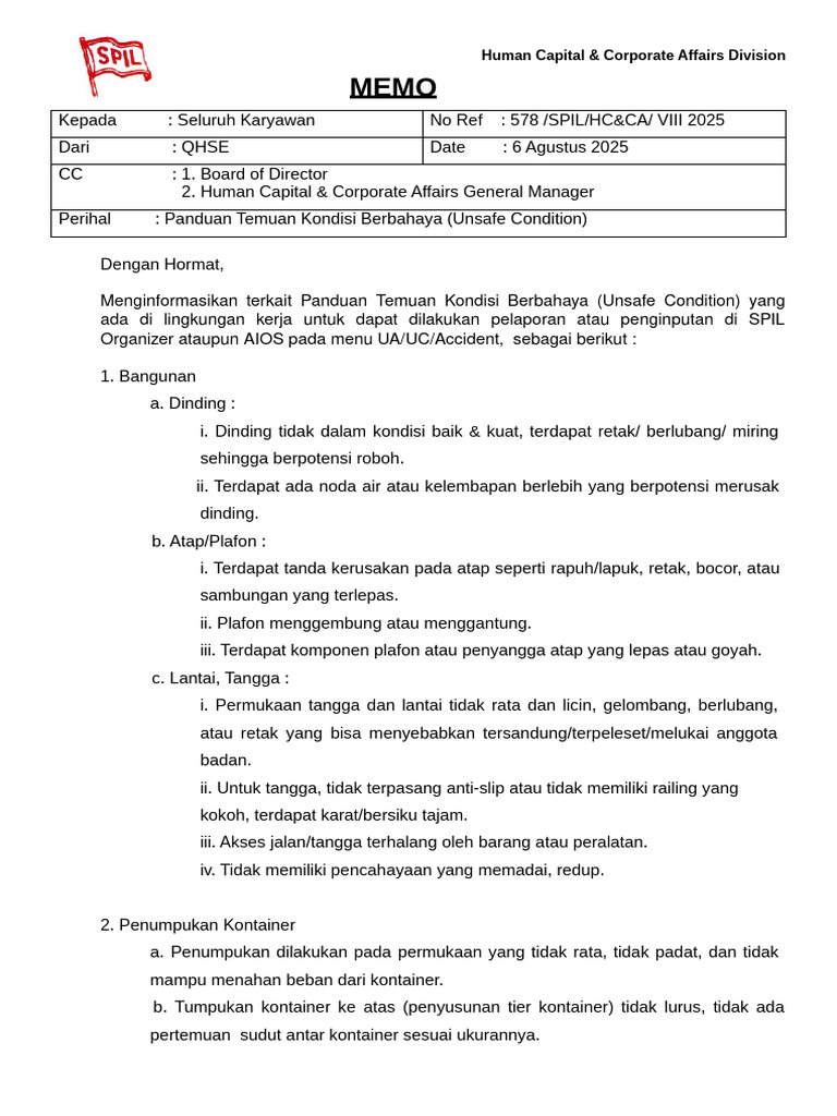 Panduan Pelaporan Kondisi Berbahaya | PDF