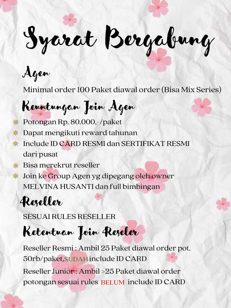 Syarat Bergabung Agen dan Reseller Skincare | PDF